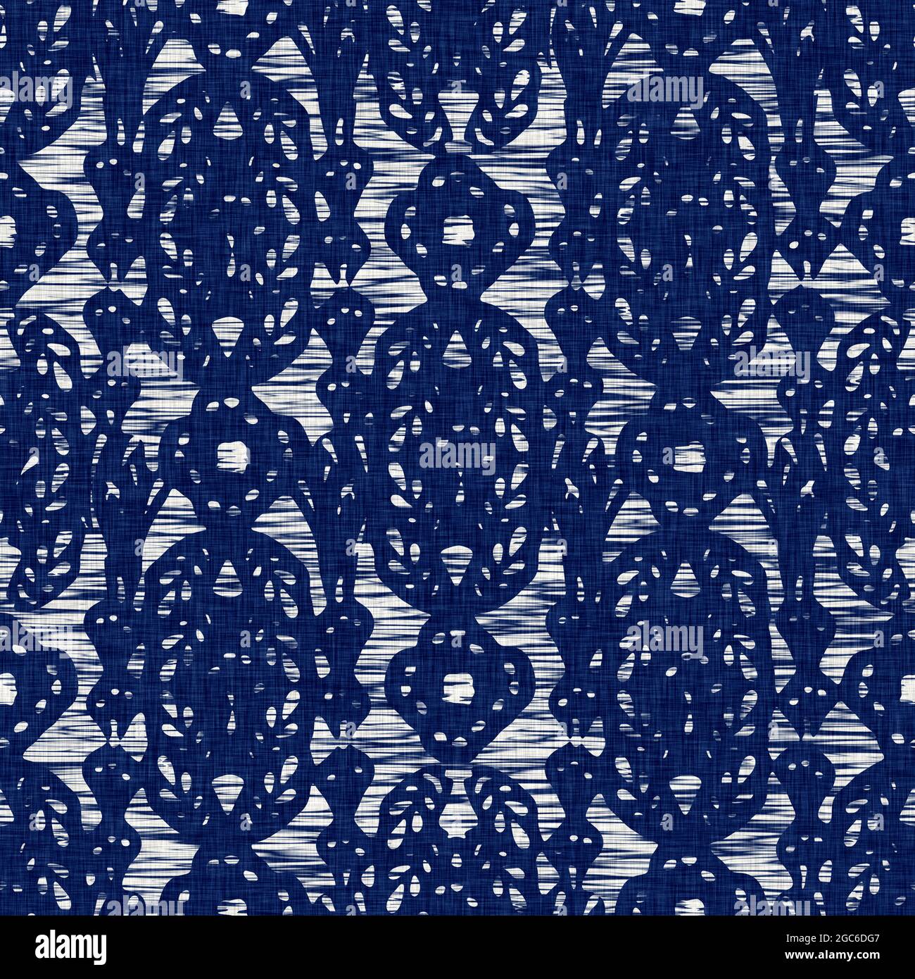 Indigo dyed fabric geo shape pattern texture. Seamless textile fashion ...