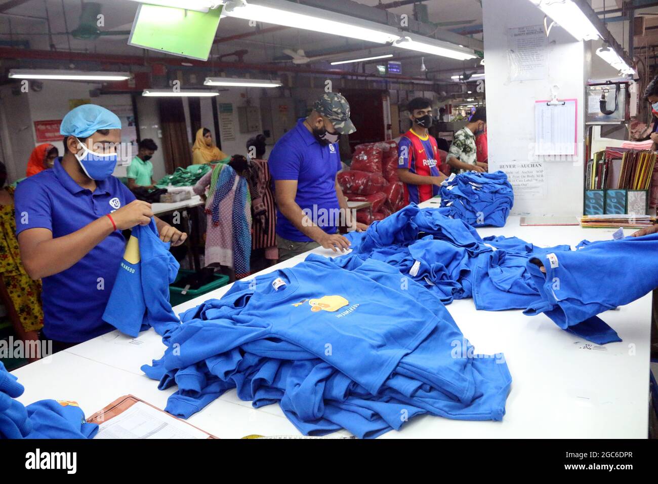 August 05,2021,Dhaka,Bangladesh: Garment workers work at a factory ...
