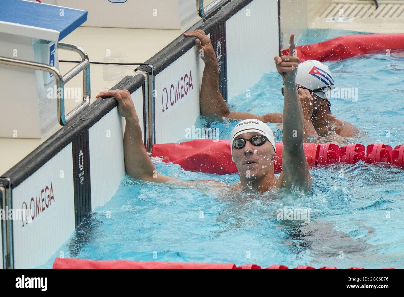 Czech Jan Kuf in action in the swimming portion of the men's modern ...