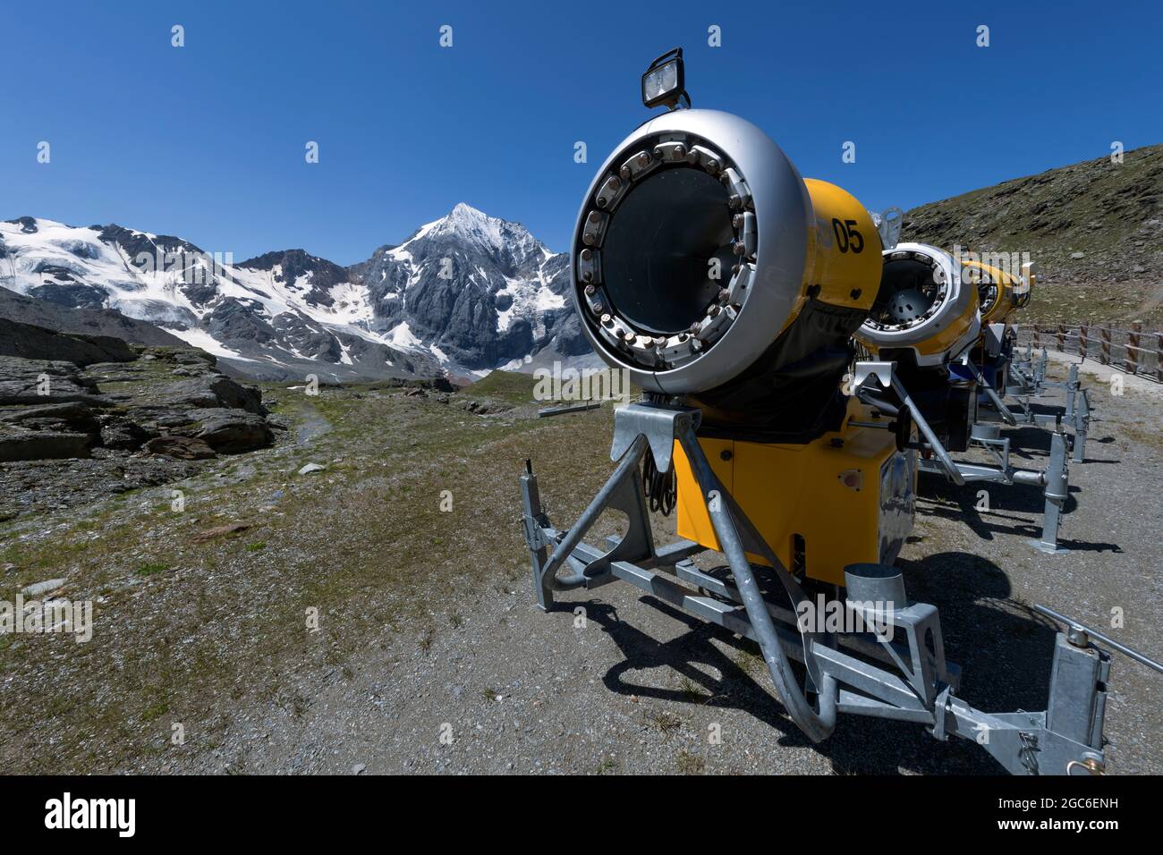 Snow cannons, Madriccio hut, South Tyrol, Italy Stock Photo - Alamy