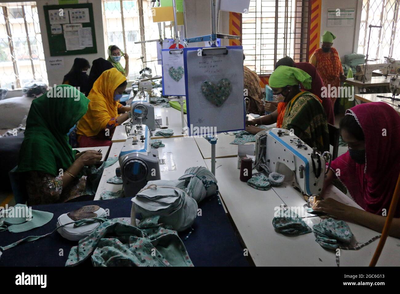 August 05,2021,Dhaka,Bangladesh: Garment workers work at a factory ...