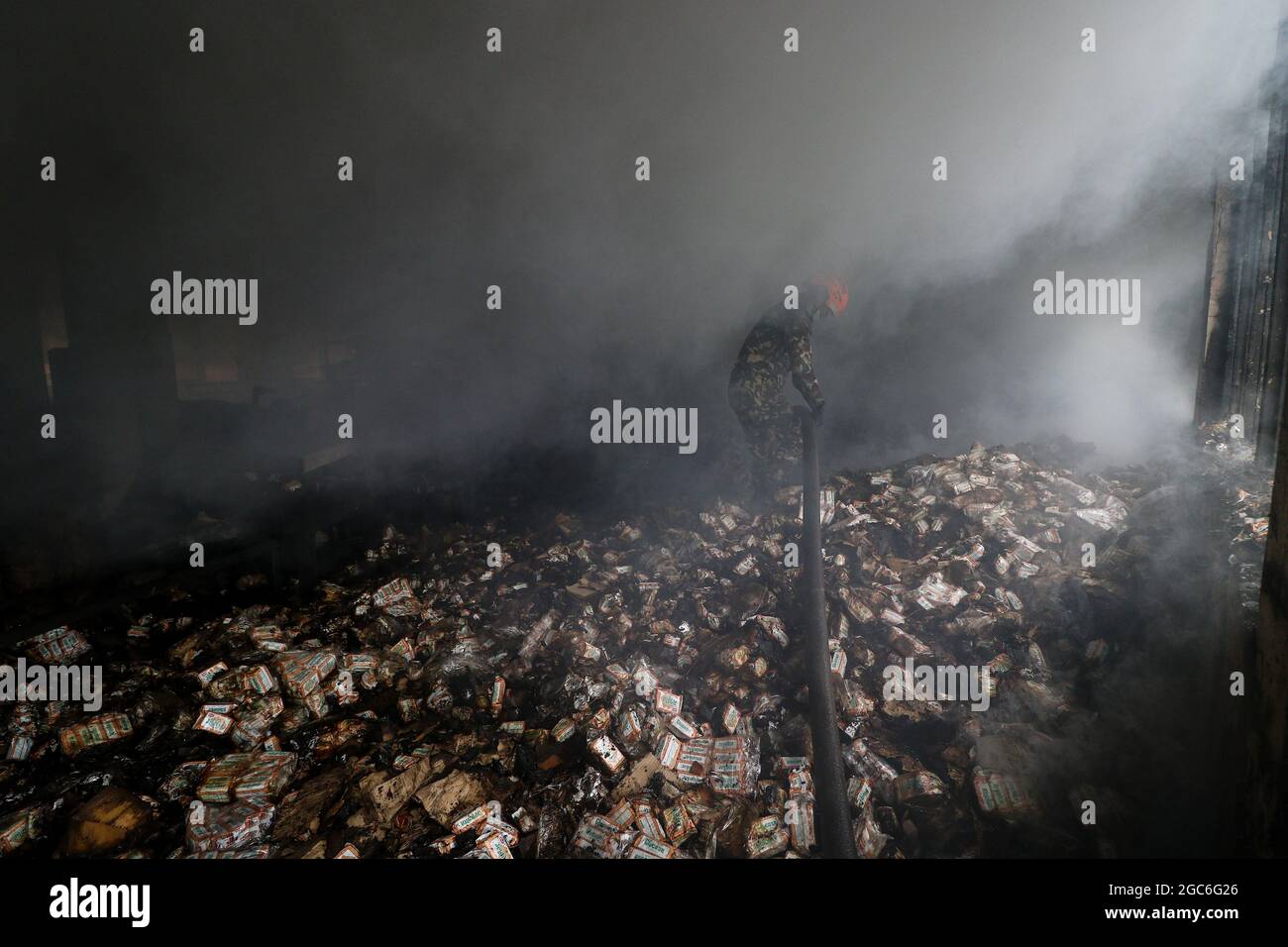 Kathmandu, NE, Nepal. 7th Aug, 2021. Firefighters from the Armed Police ...