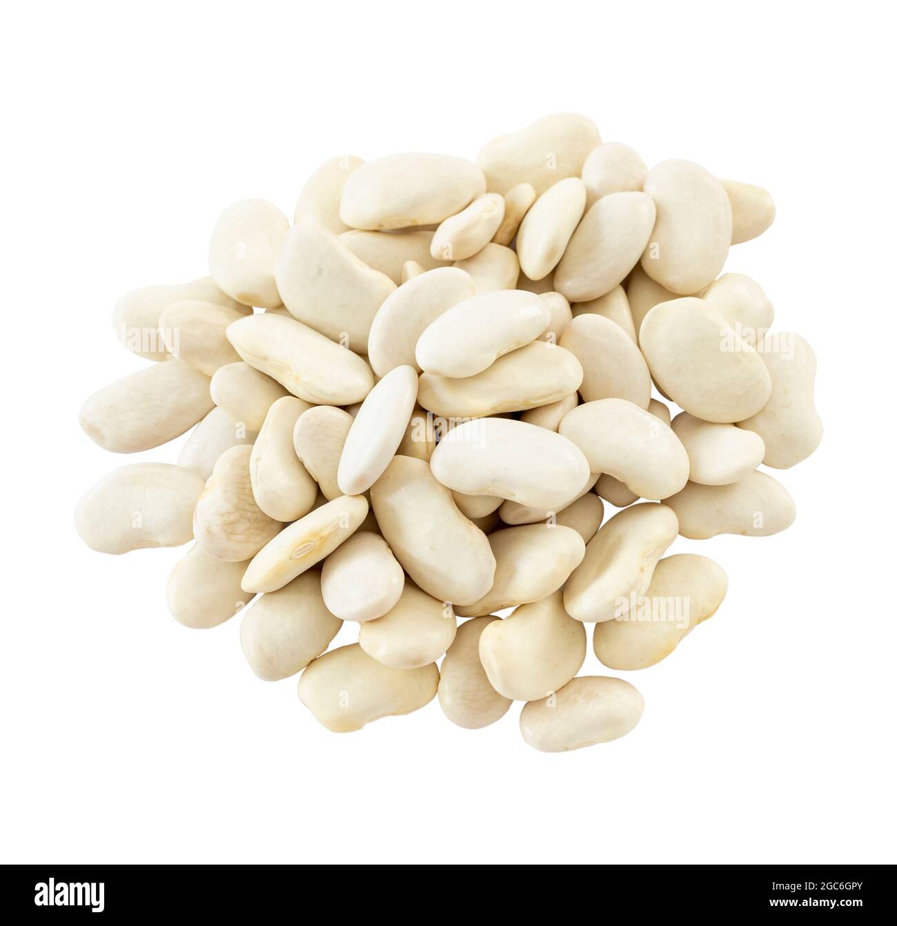Raw Organic White Haricot bean on white background. Pile White Haricot ...