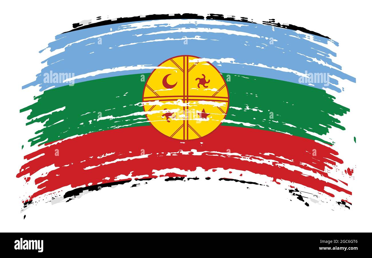 Mapuche flag in grunge brush stroke, vector image Stock Vector Image ...