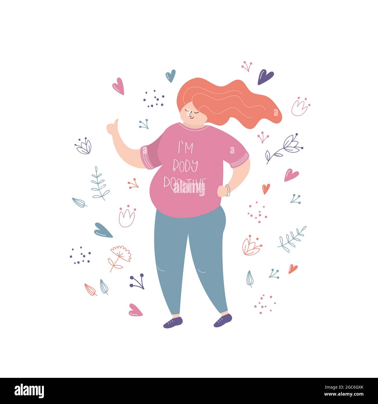 Happy fat woman, weight problem,body positive concept, trendy style ...