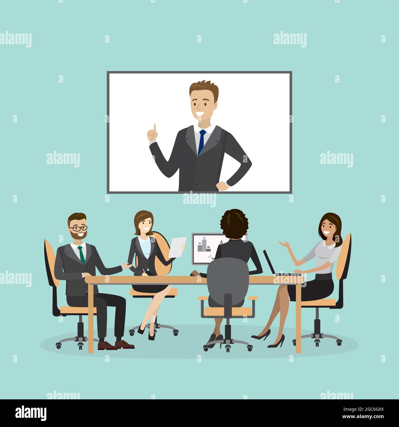 Meeting table cartoon Stock Vector Images - Alamy