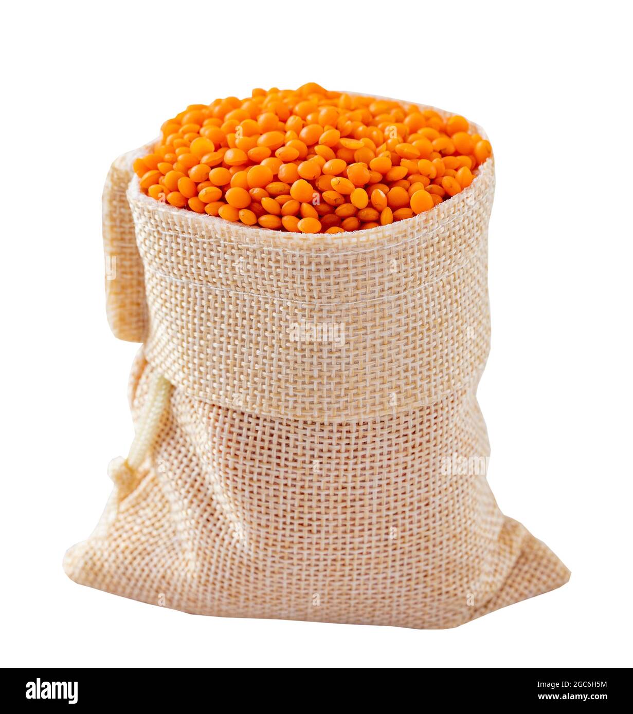 Raw Organic Red Lentils grains are in the sack. Red Lentils grains ...
