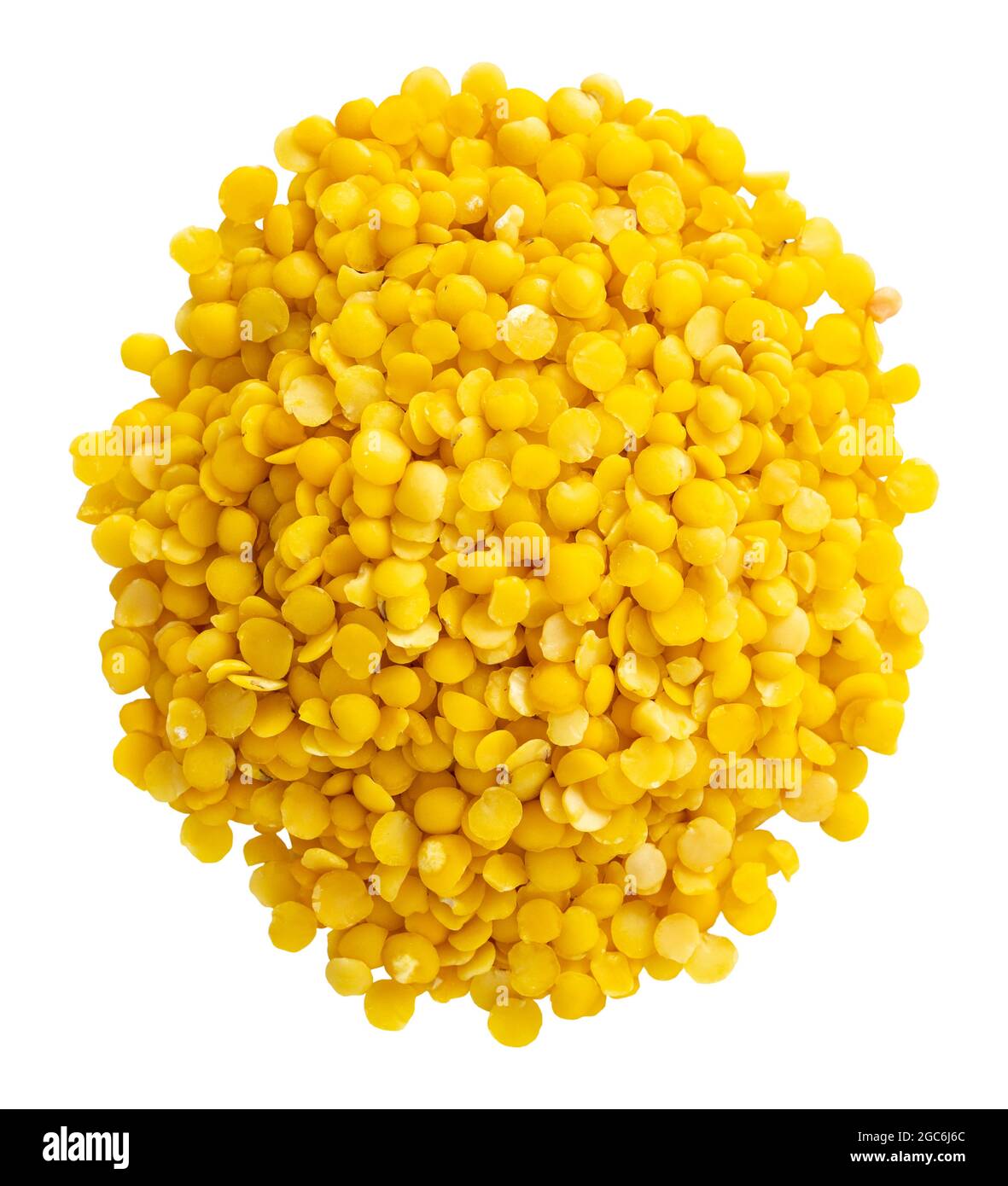 Organic raw yellow lentils grains isolated on white background. on ...