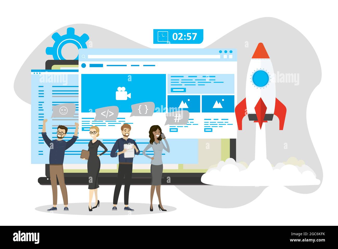 Modern business startup,website development,happy successful business ...