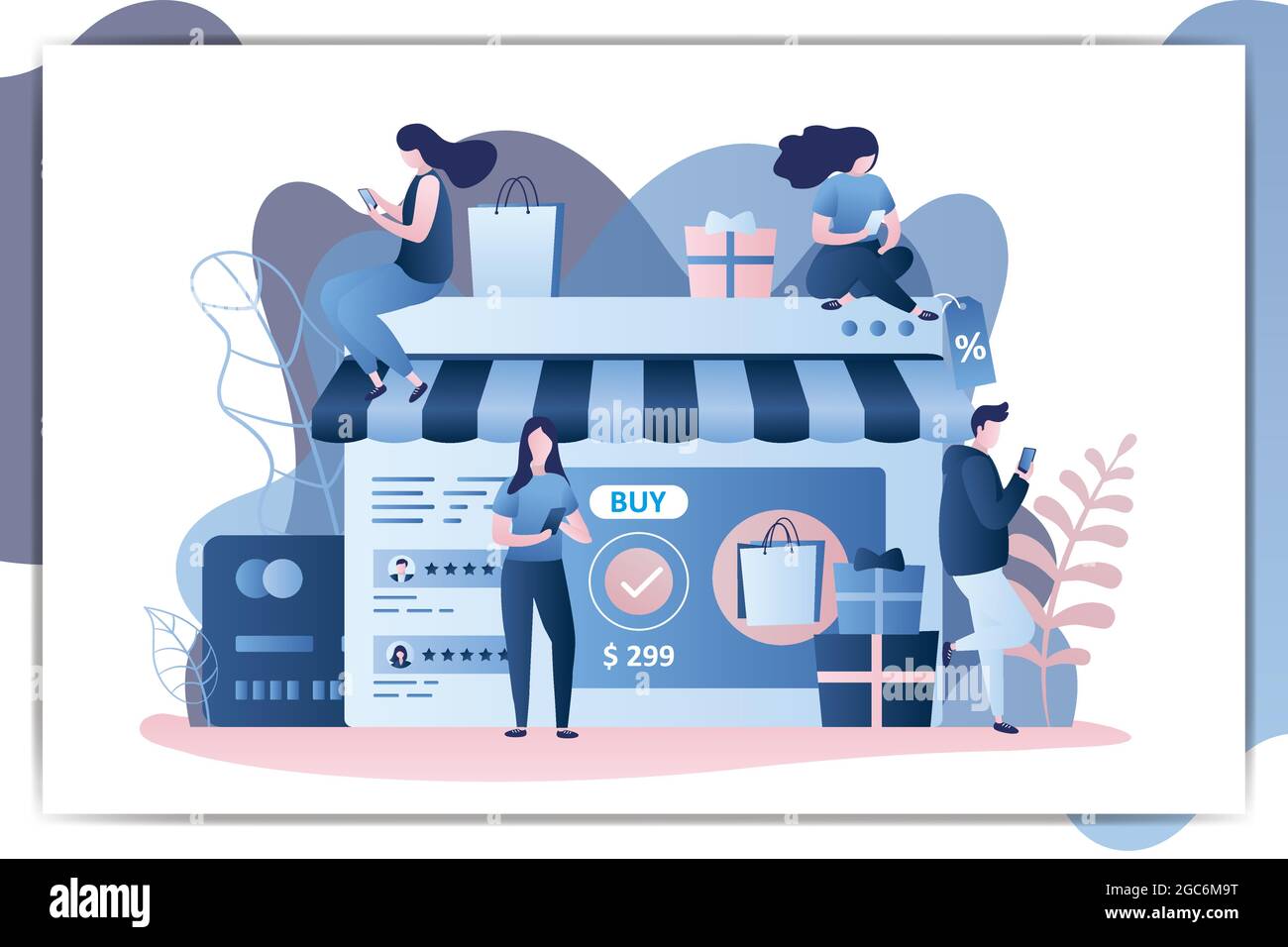 Online shop, e-commerce concept background,Different people buyers ...