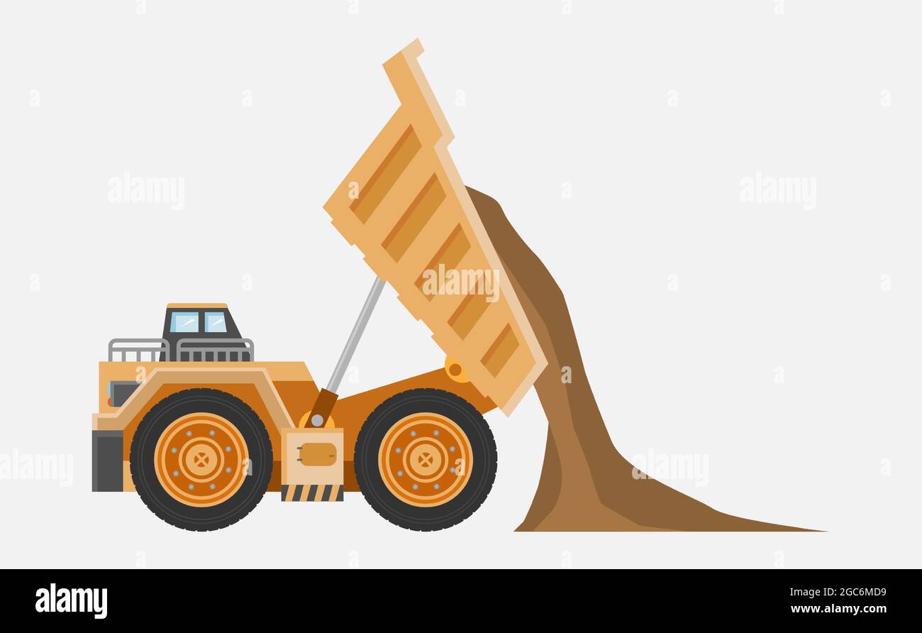 Dump truck with body full of soil on white background. EPS 10 Stock ...
