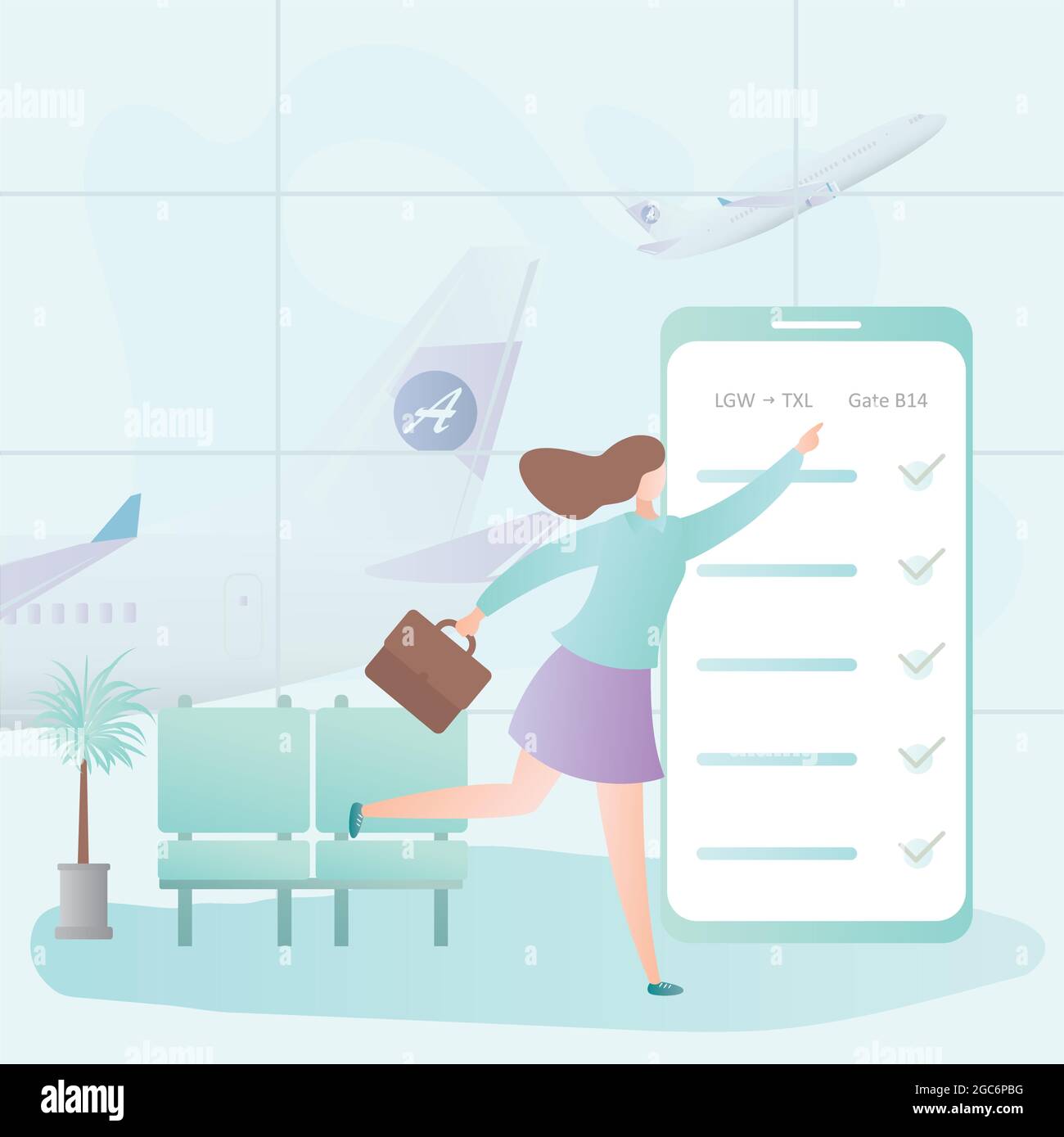 Girl check in airport Stock Vector Images - Alamy