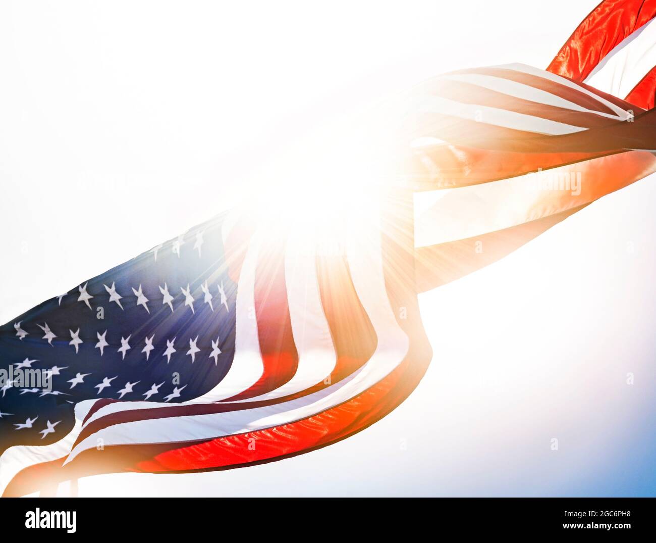 American flag against sunlight Stock Photo - Alamy
