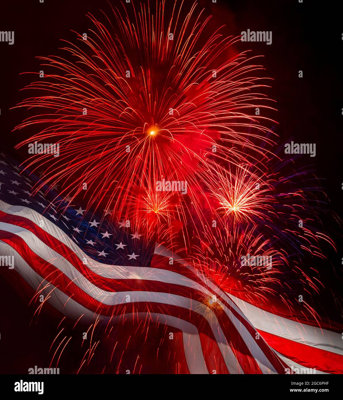 American flag and fireworks Stock Photo - Alamy
