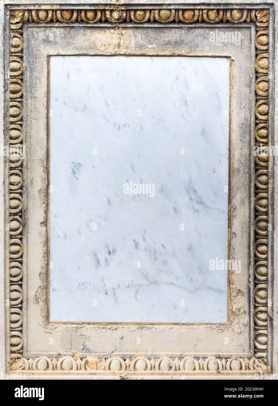 Marble board with ornate stone frame Stock Photo - Alamy