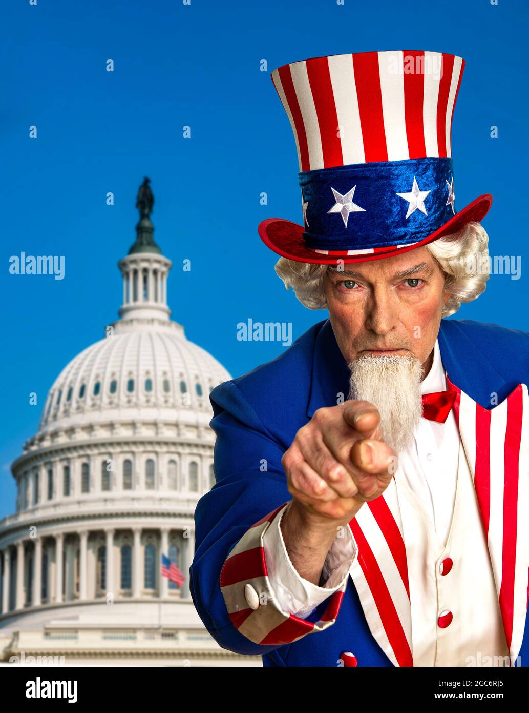 Usa, Washington Dc, Uncle Sam in front of USA, Capital building Stock ...