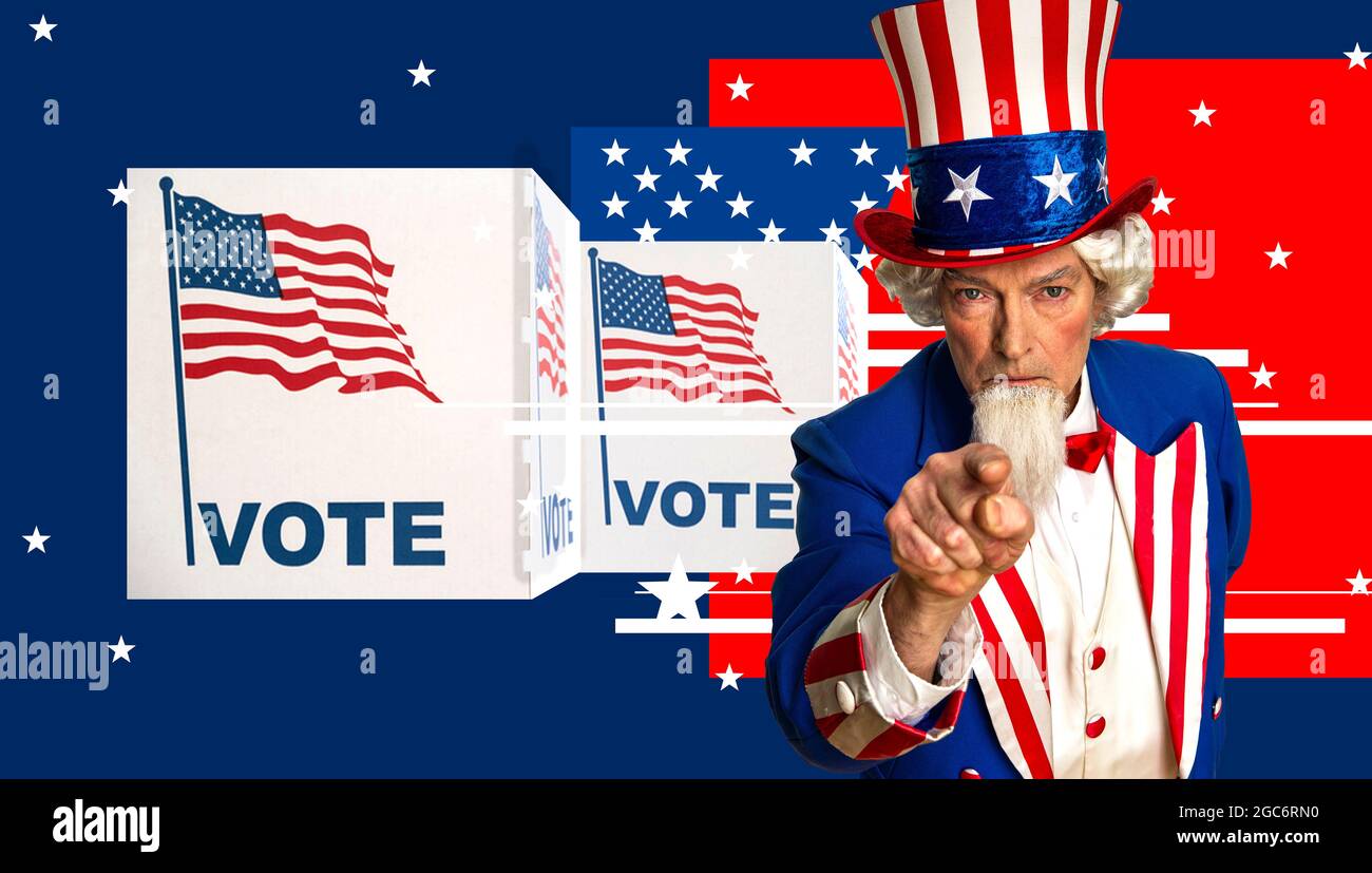 Uncle Sam and vote signs Stock Photo - Alamy