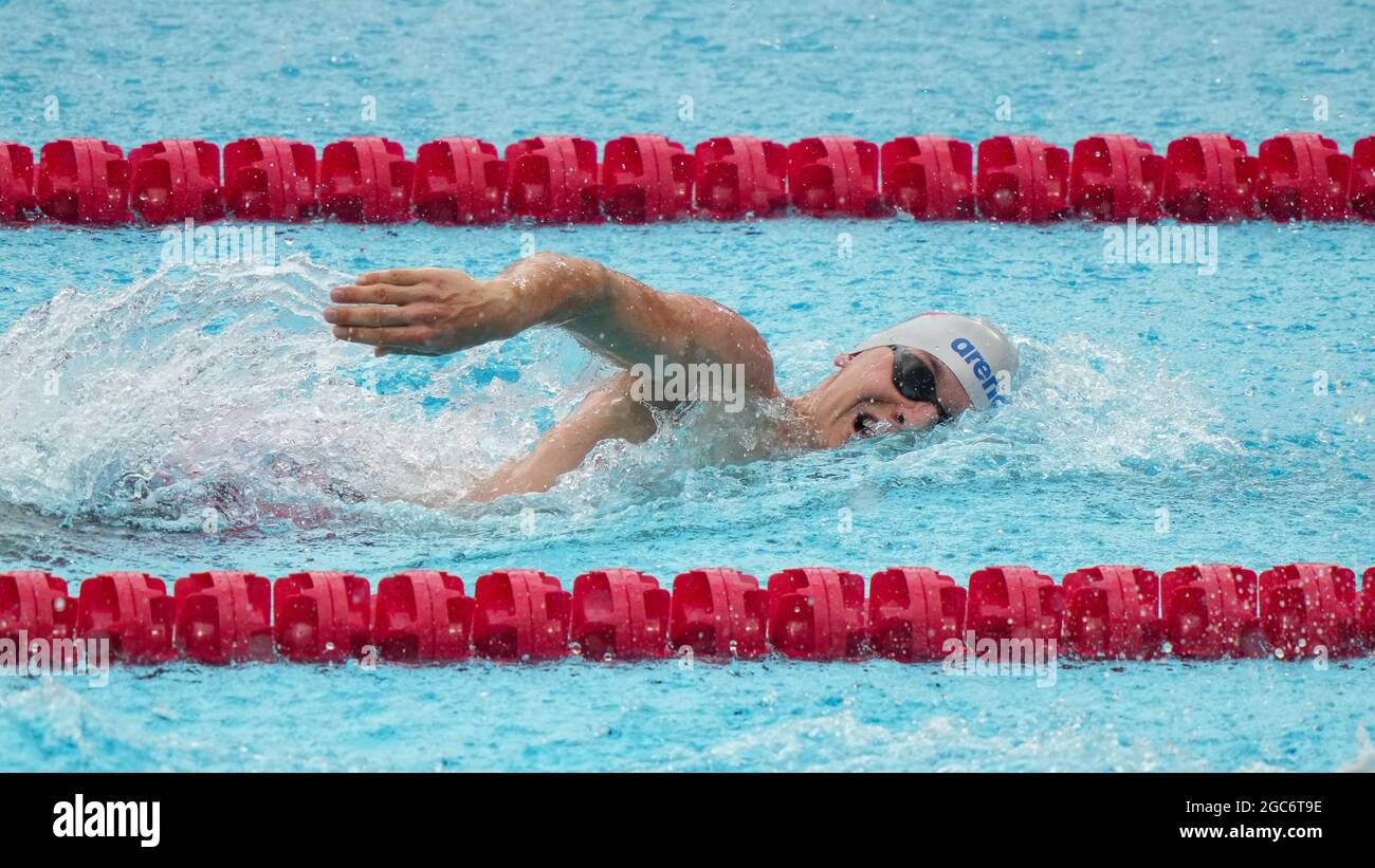 Czech Martin Vlach competes in swimming portion of the men's modern ...