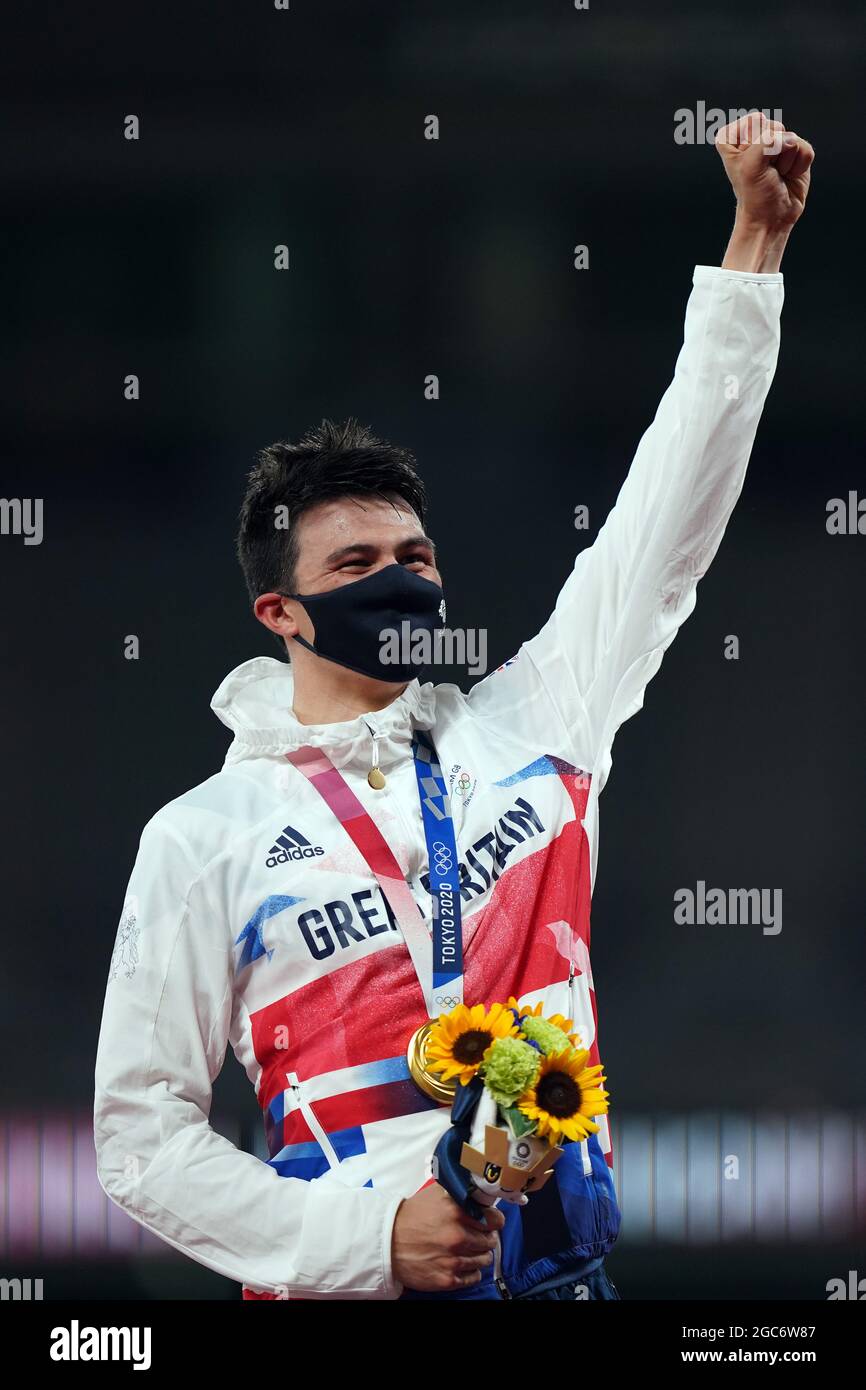 Joseph Choong of Great Britain with his gold medal following victory in ...
