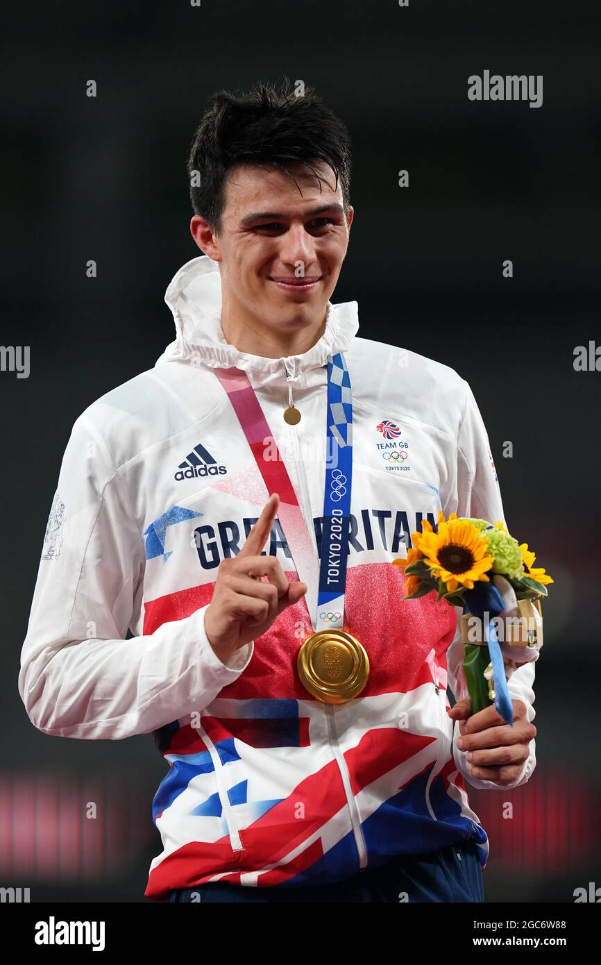 Joseph Choong of Great Britain with his gold medal following victory in ...