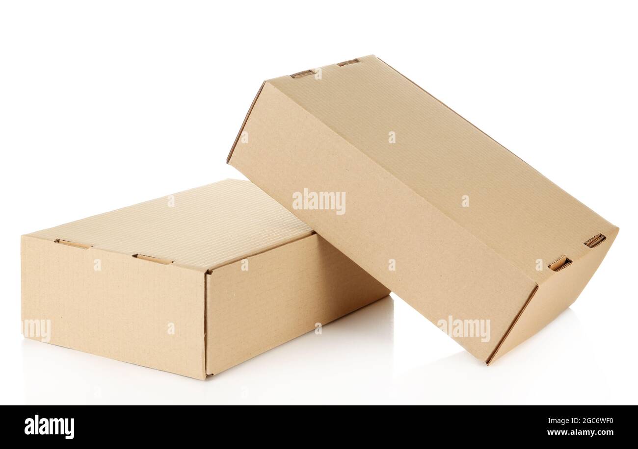 Parcels boxes, isolated on white Stock Photo - Alamy