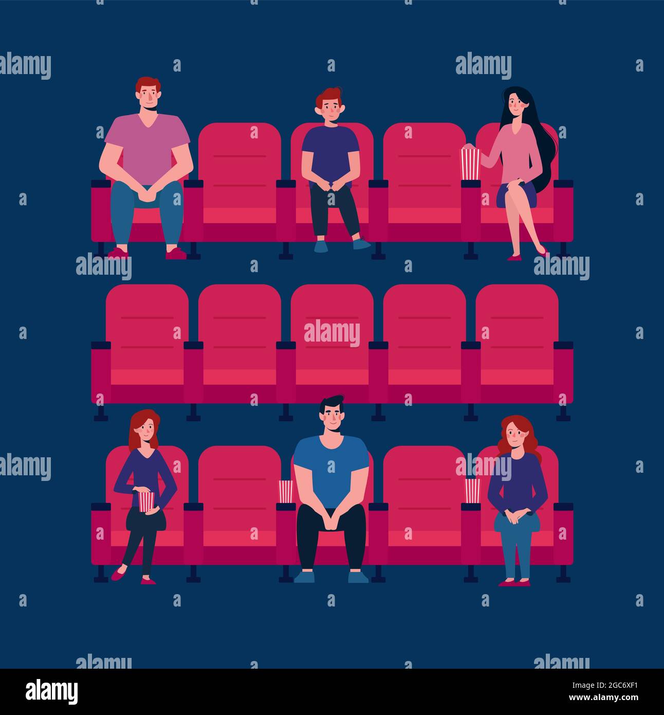 Girls eat popcorn Stock Vector Images - Alamy