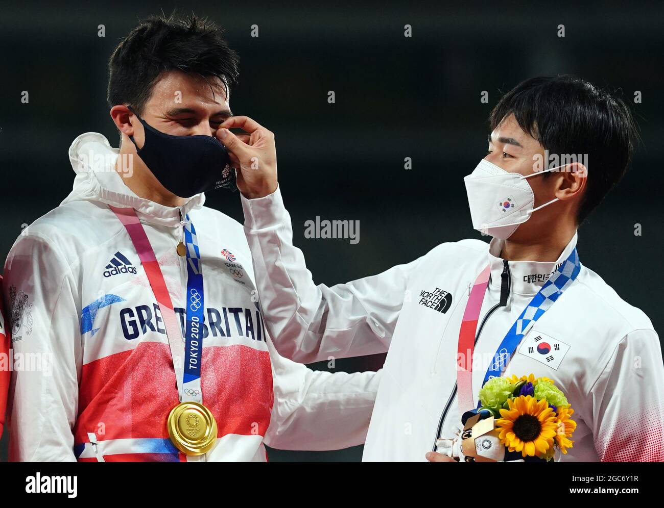 Joseph Choong of Great Britain celebrates a gold medal following ...