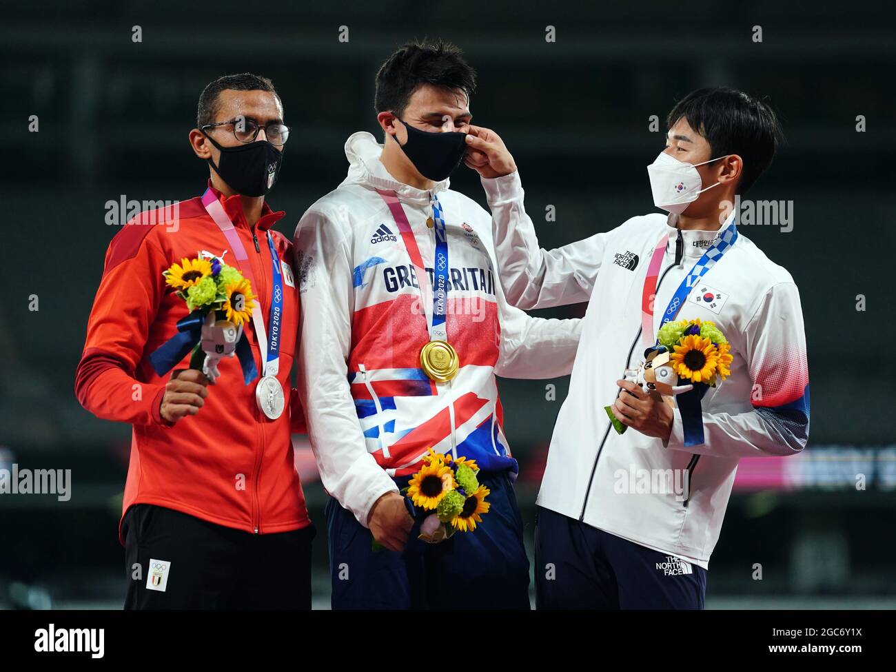 Joseph Choong of Great Britain celebrates a gold medal following ...