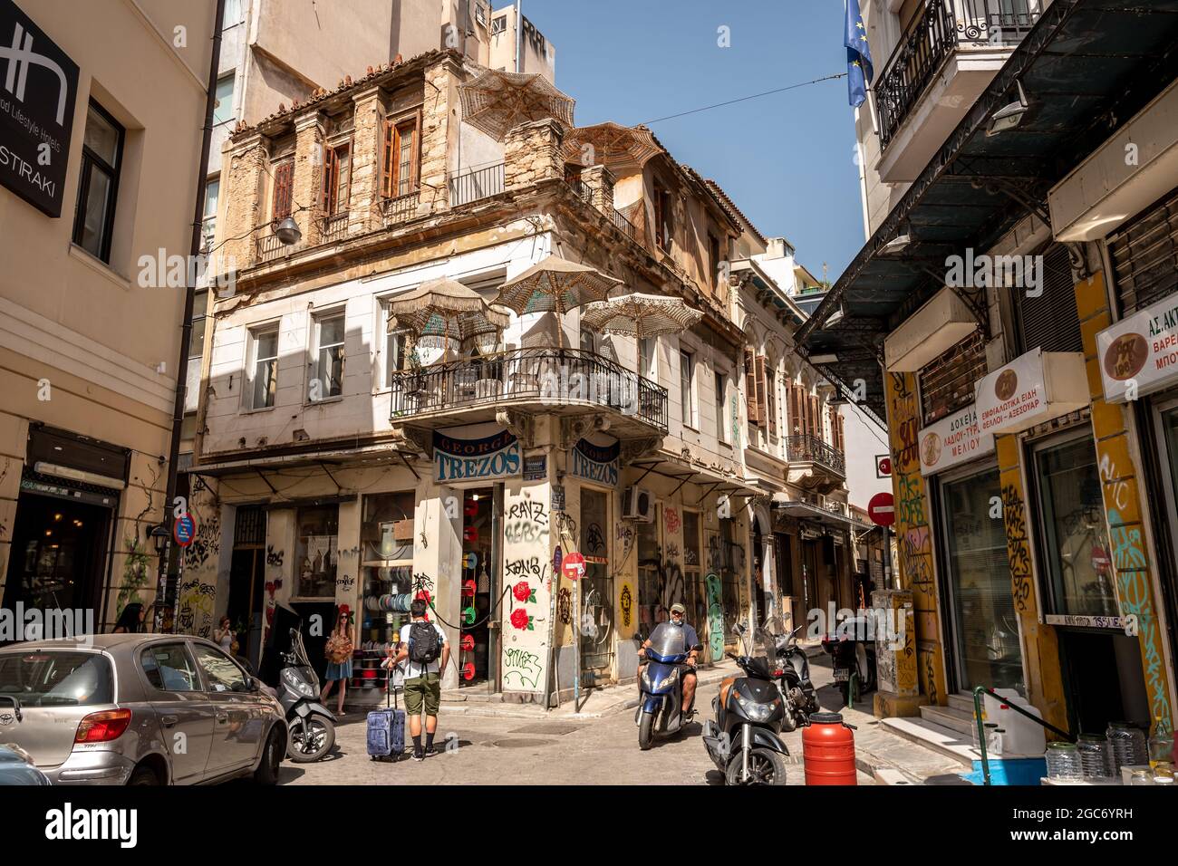 Athens, August 3rd 2021: The Psyrri district of Athens Stock Photo - Alamy