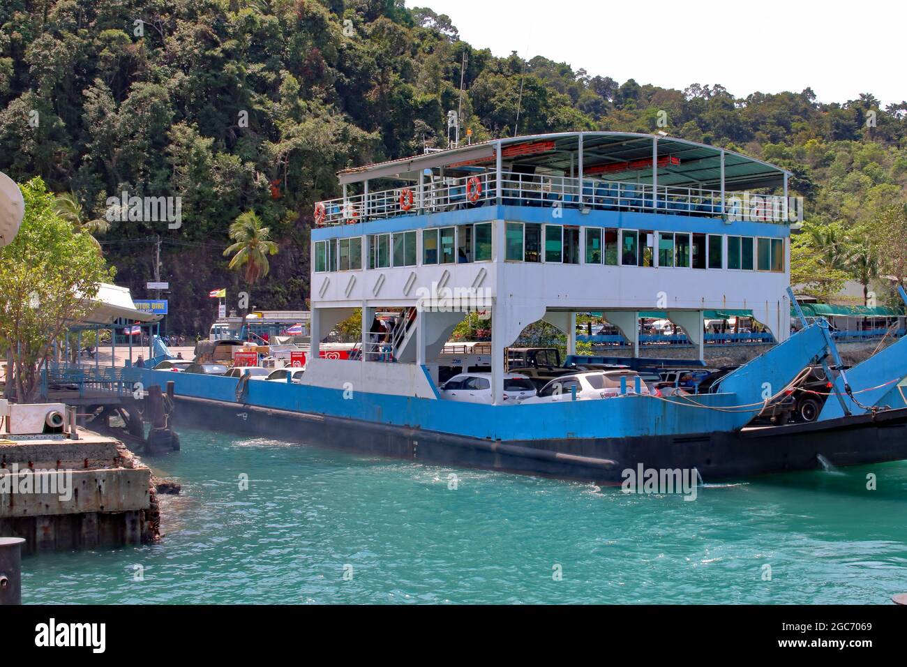 ferry boat or ship of the Thai Island Koh Chang in Thailand Asia Stock ...