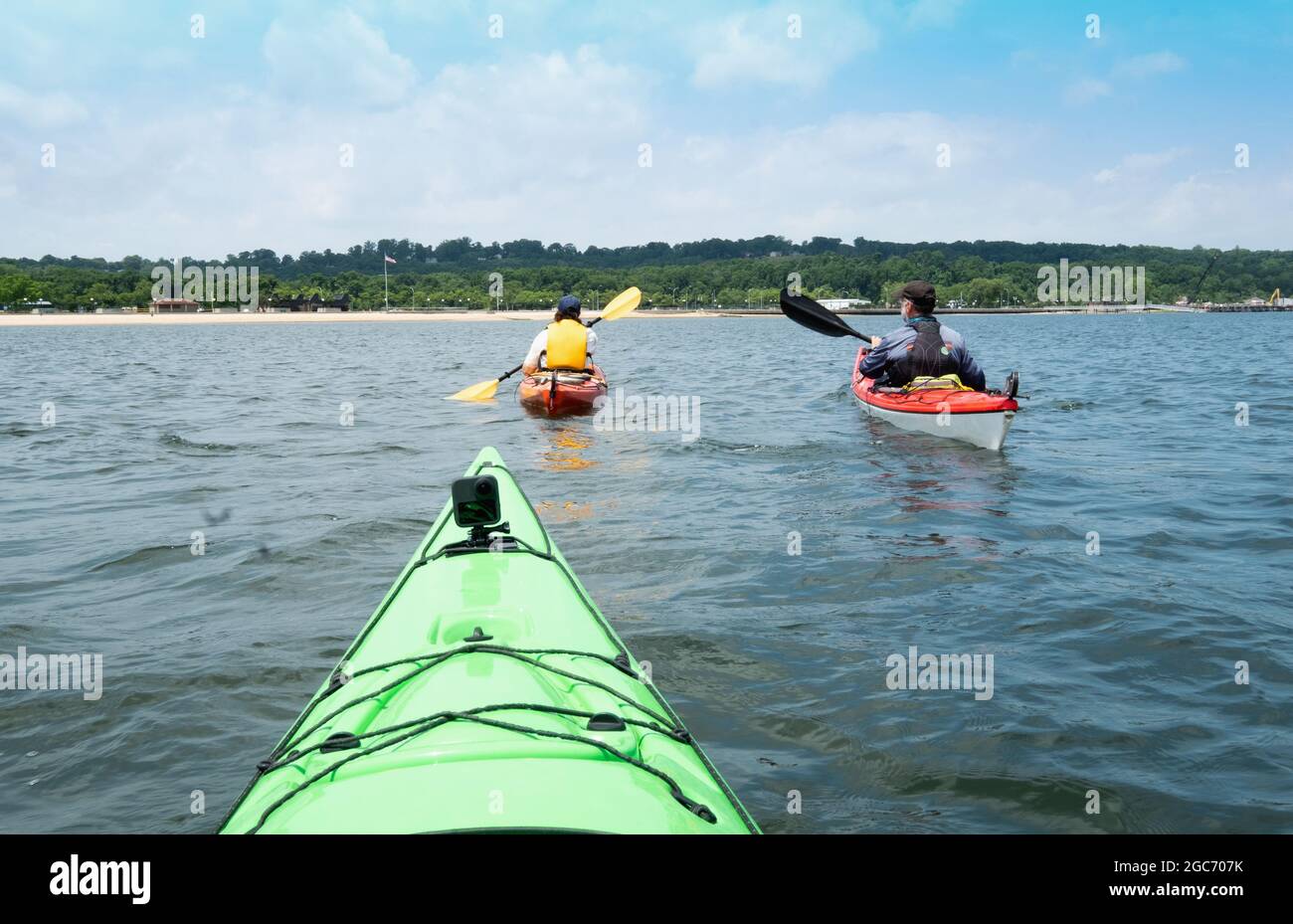 Usa, New York, Port Washington, People kayaking together on sea Stock ...