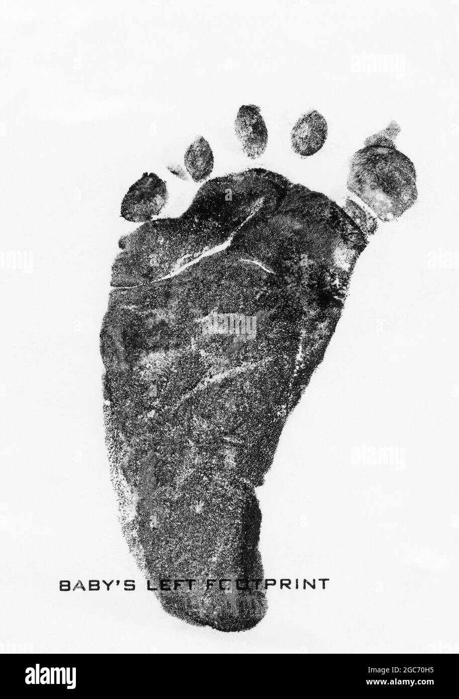Footprint made with ink on paper of new born infant boy Stock Photo - Alamy