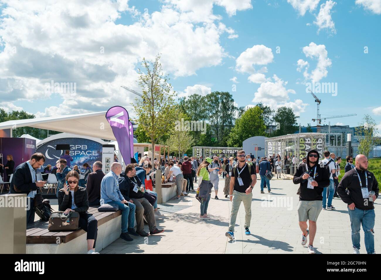Open air technology exhibition in park Stock Photo - Alamy
