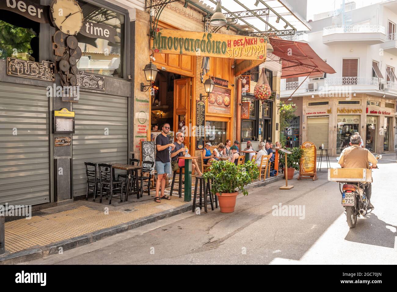 Athens, August 3rd 2021: The Psyrri district of Athens Stock Photo - Alamy