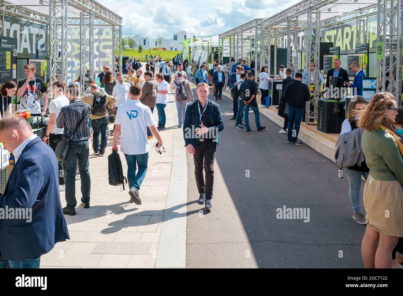 Open air technology exhibition in park Stock Photo - Alamy