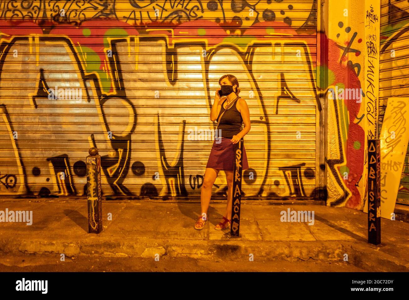Athens, August 3rd 2021: Bars and restaurants at and near Iroon Square ...
