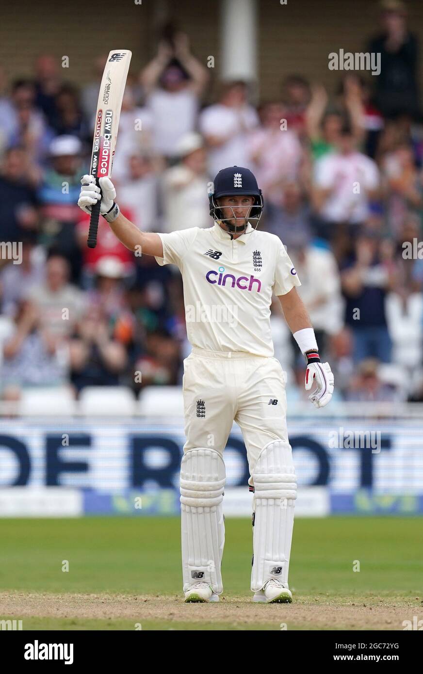 England's Joe Root celebrates his 50 during day four of Cinch First ...