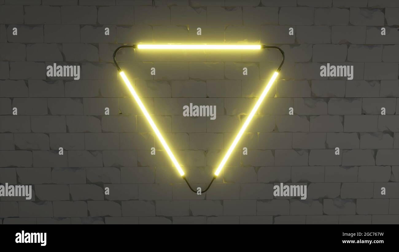Blink neon triangle on wall concept design 3d render Stock Photo - Alamy