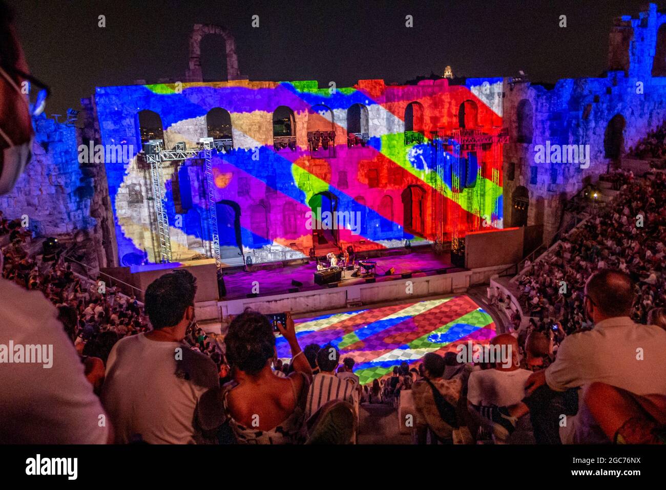 Athens, August 4th 2021: The Odeon of Herodes Atticus amphitheatre in ...