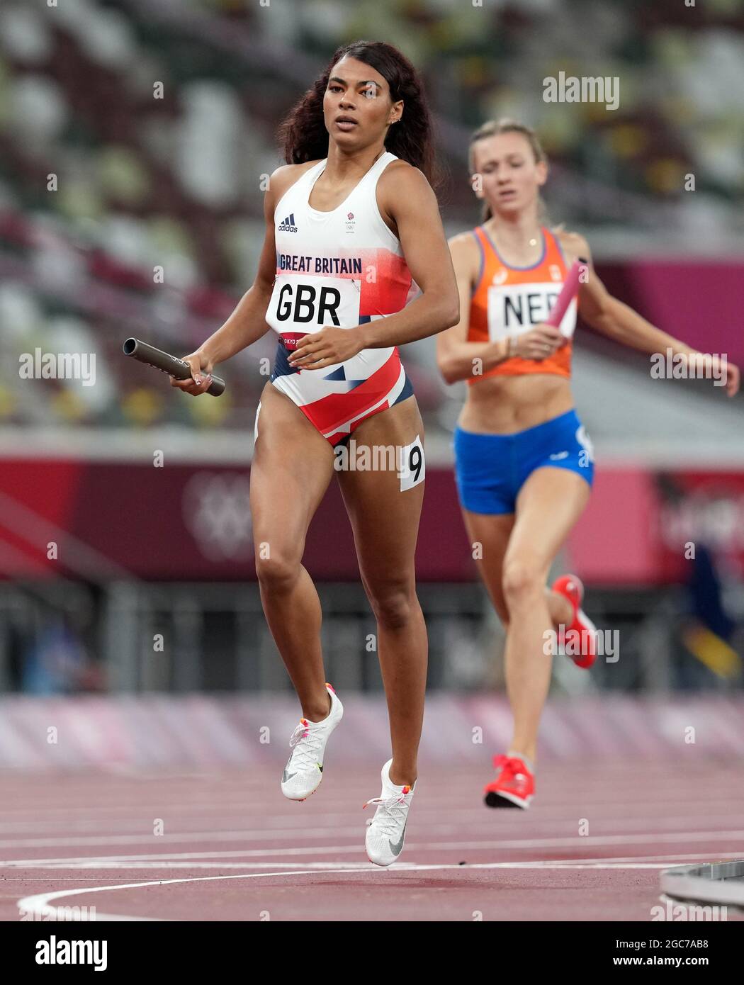 Great Britain's Nicole Yeargin finishing in 6th during the Women's 4 x ...