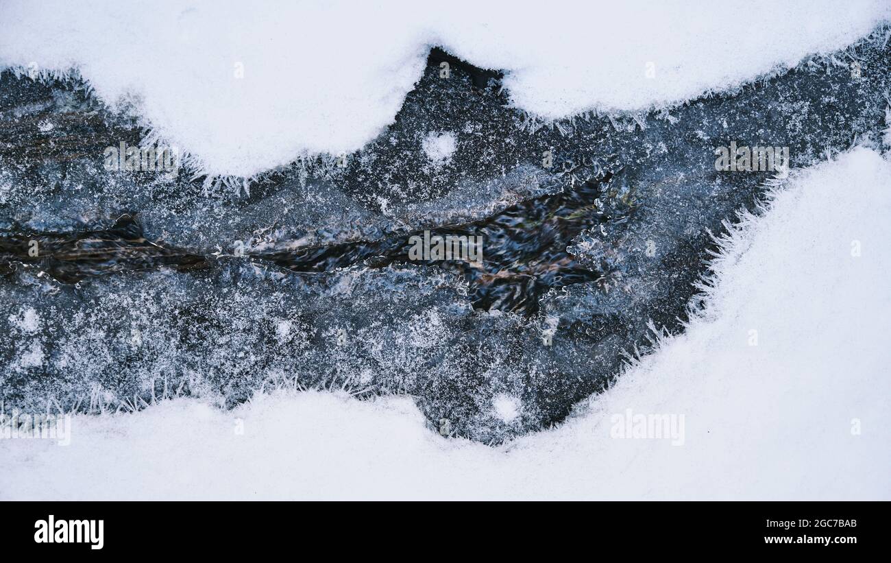 stream under ice and snow Stock Photo - Alamy