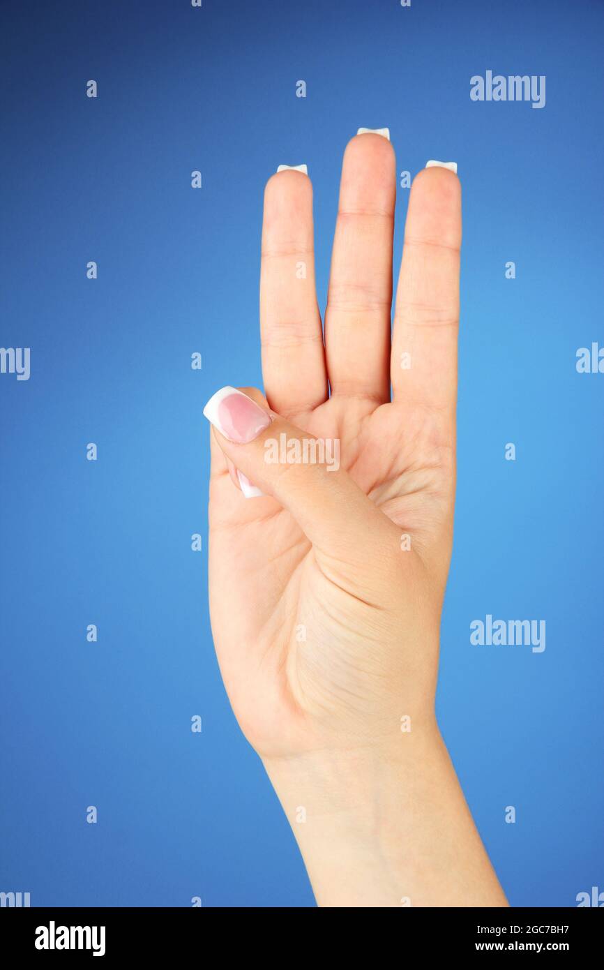 Finger Spelling the Alphabet in American Sign Language (ASL). Letter W ...
