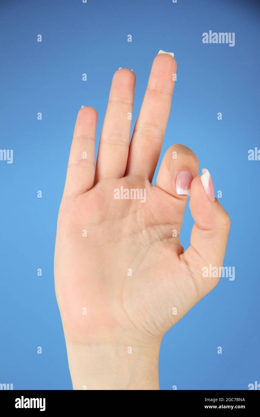 Finger Spelling the Alphabet in American Sign Language (ASL). Letter F ...