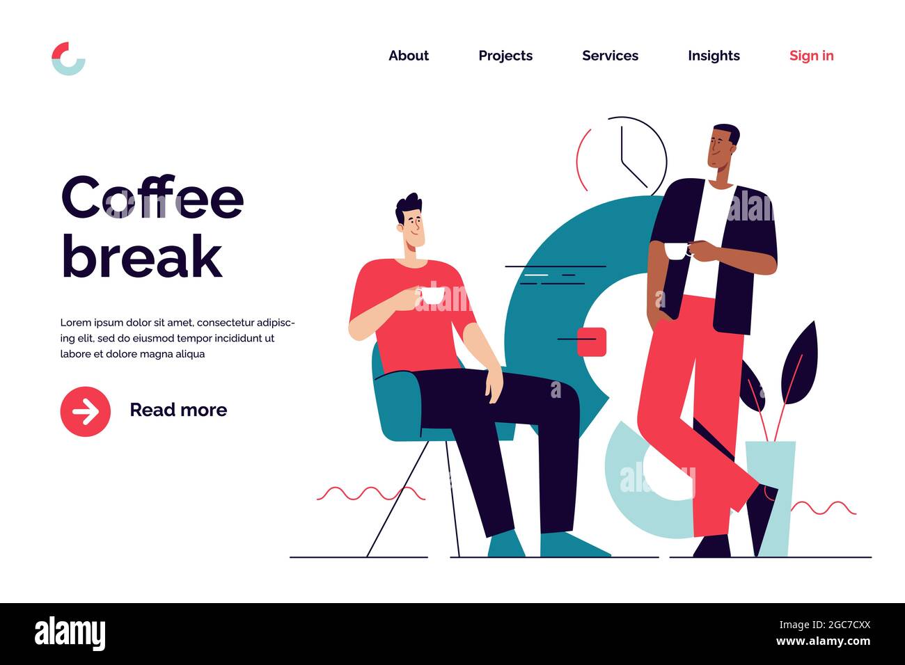 Business concept flat style outline vector illustration on the subject ...