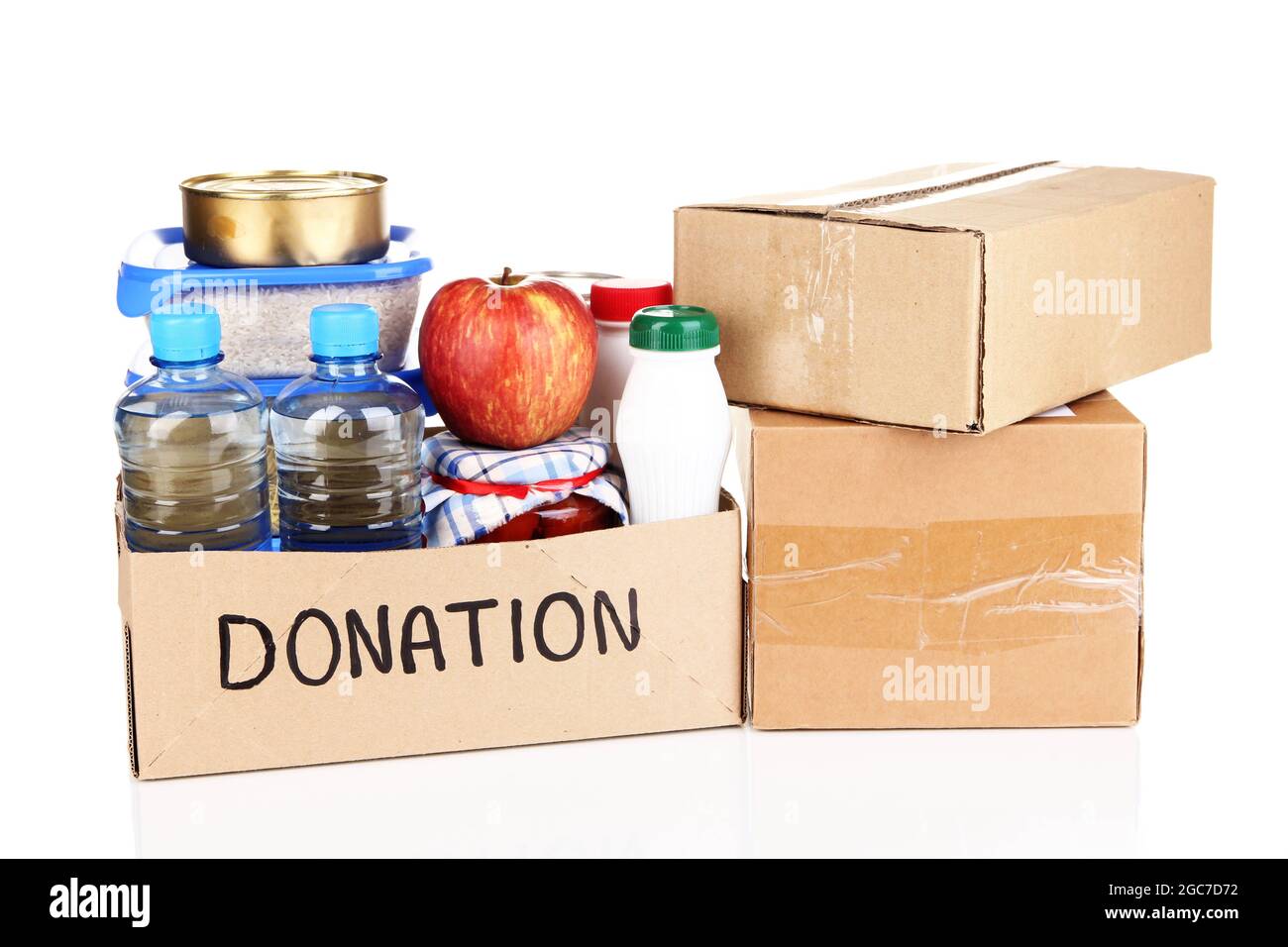Donation box isolated on white Stock Photo - Alamy