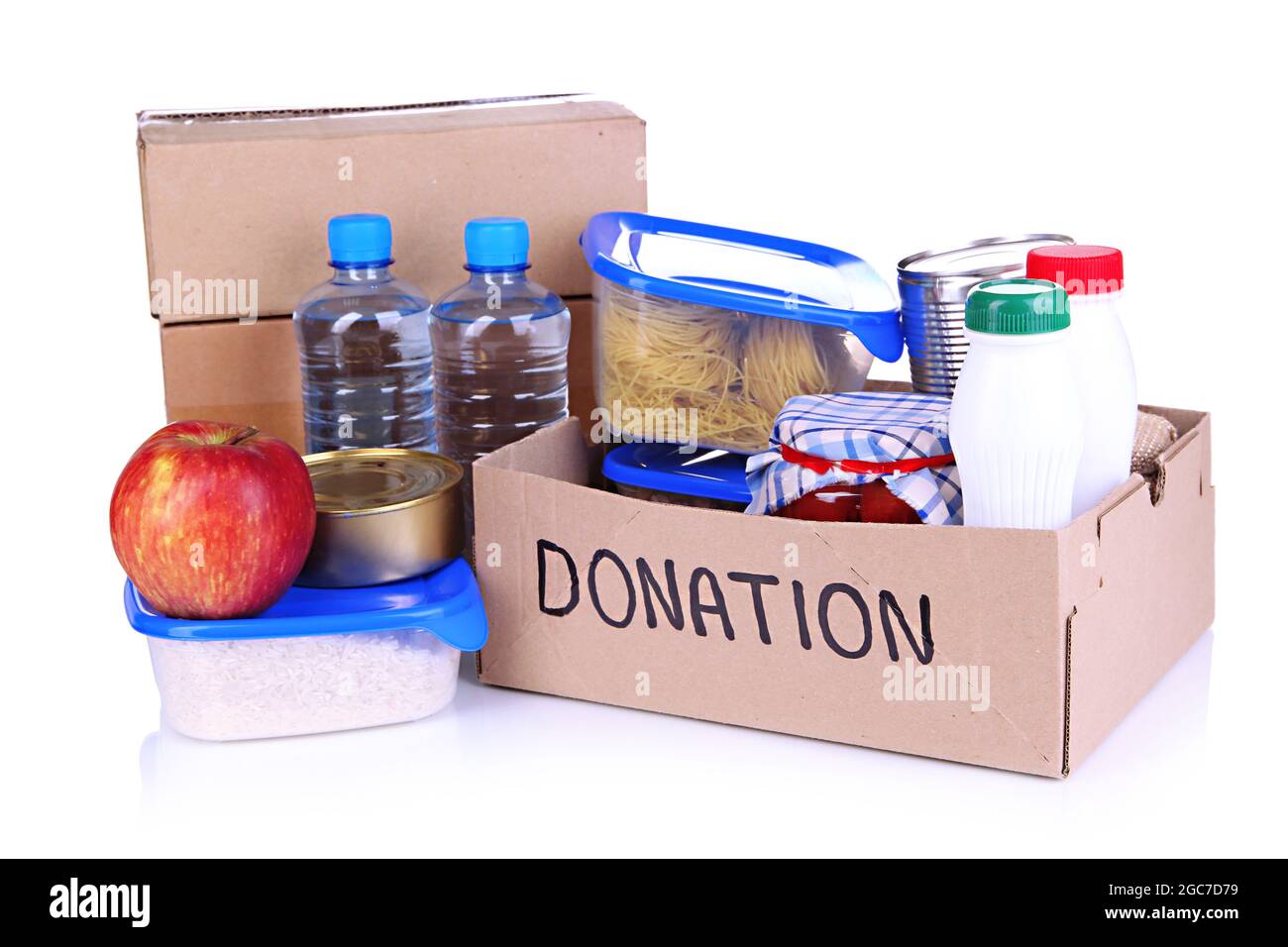 Donation box isolated on white Stock Photo - Alamy