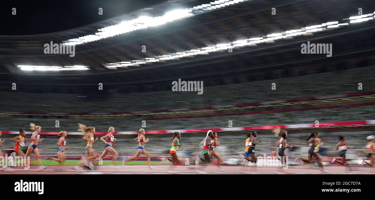 Tokyo, Japan. 7th Aug, 2021. Athletes compete during the women's 10000m ...