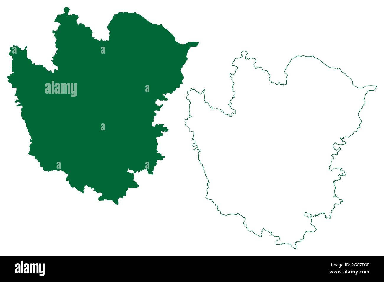 Azamgarh district (Uttar Pradesh State, Republic of India) map vector ...