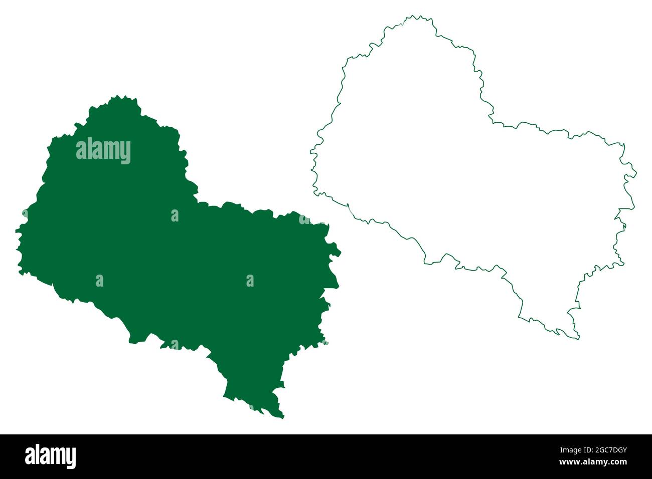 Budaun district (Uttar Pradesh State, Republic of India) map vector ...