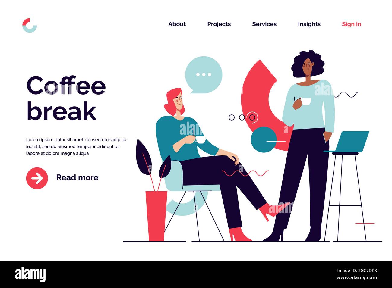 Business concept flat style outline vector illustration on the subject ...